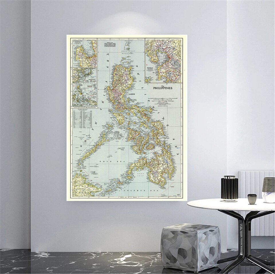 150*225cm The Vintage Philippines Map (1945) Detai... – Grandado