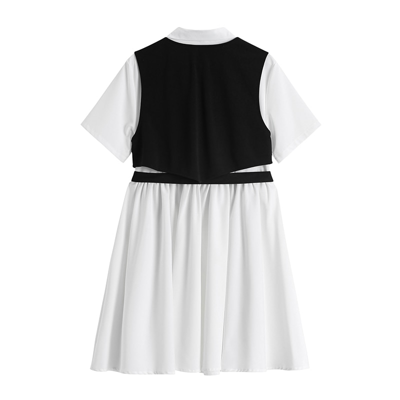 [EAM] Women White Cross Bandage Split Shirt Dress ... – Vicedeal