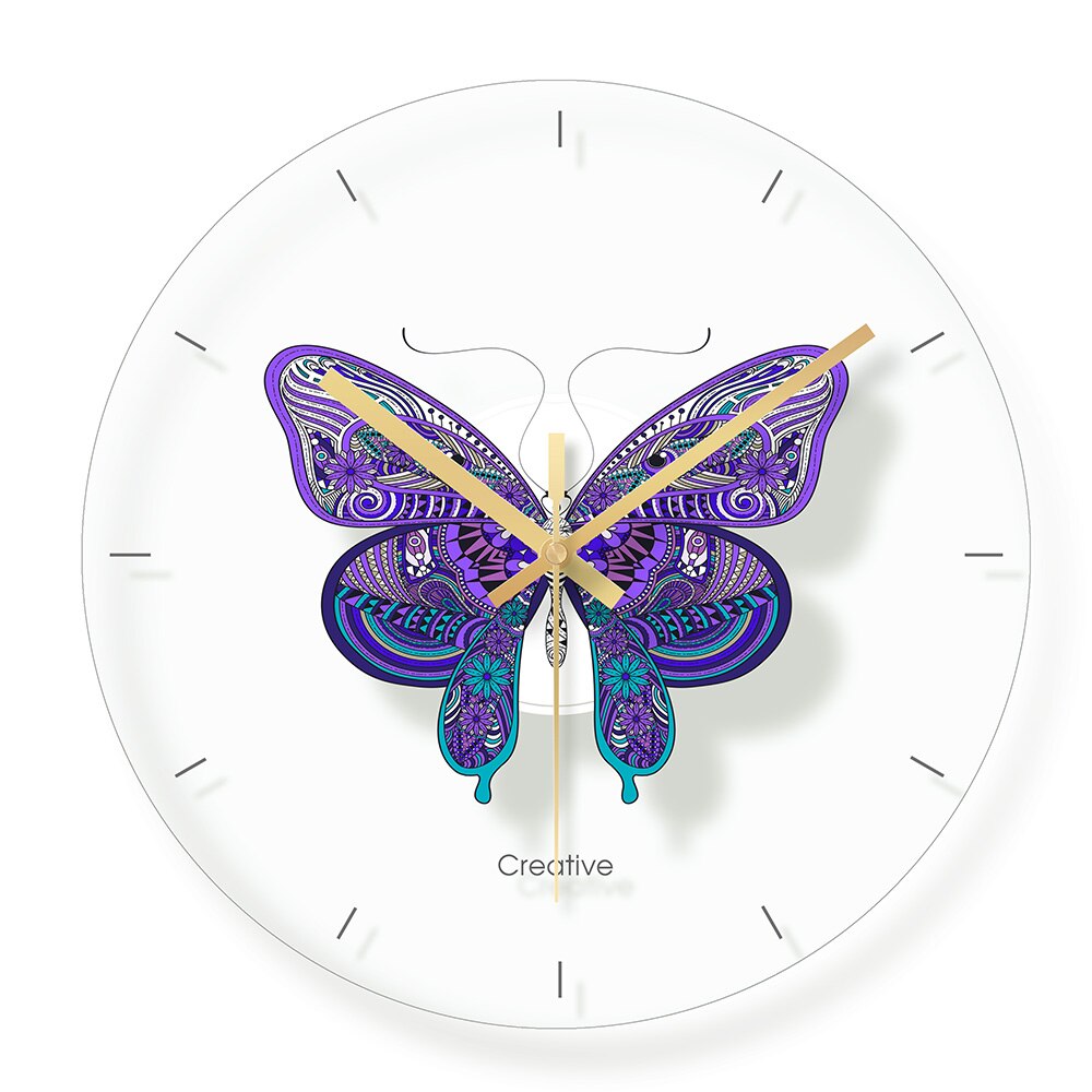 Glass Butterfly Wall Clock For Kids Room Wall Deco... – Grandado