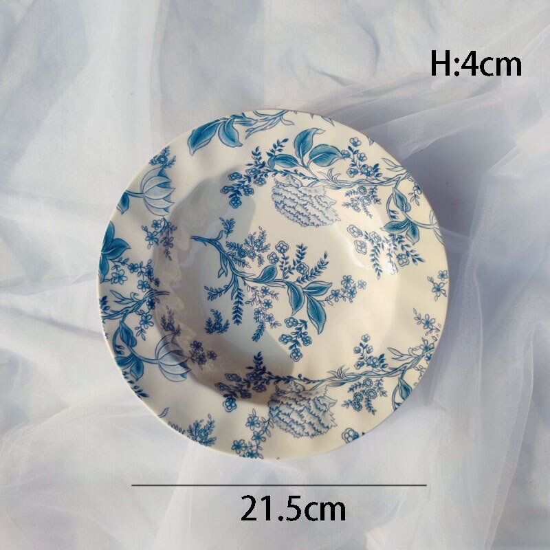 French Vintage Blue Tulips Ceramic Plate American ... – Vicedeal