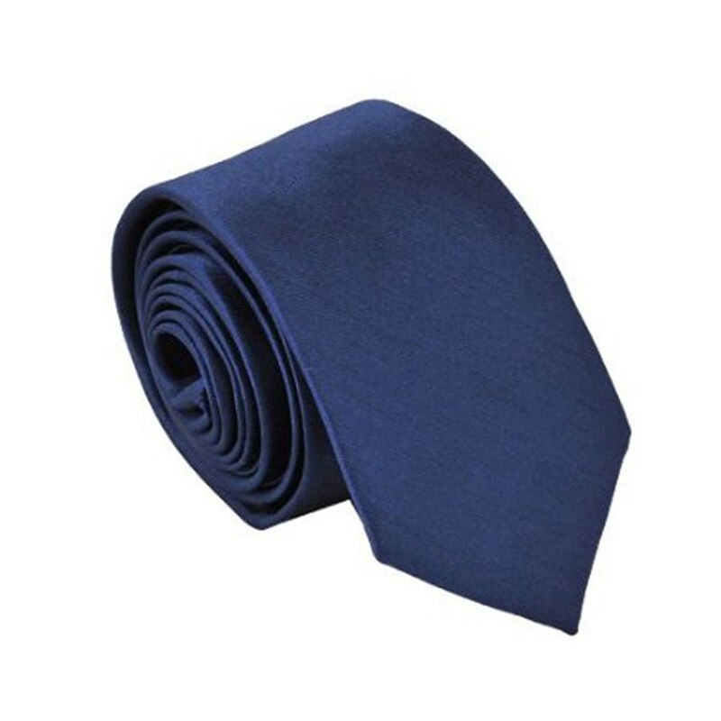Corbata fina estrecha de poliéster color azul oscu... – Grandado