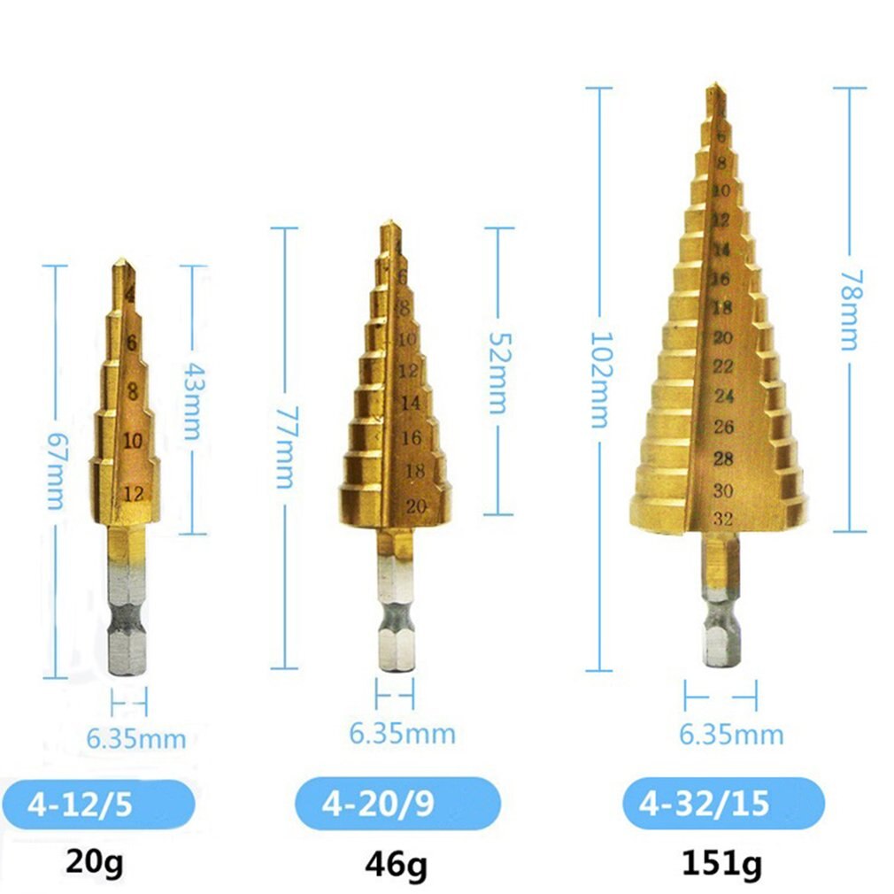 4241 Hexagonal straight groove stepped drill Titan... – Vicedeal