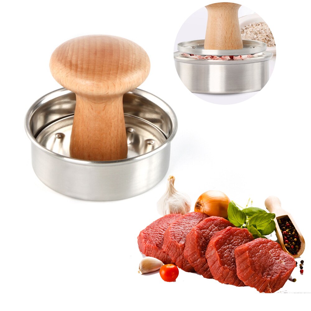 Beech Handle 304 Stainless Steel Manual Hamburger ... – Vicedeal
