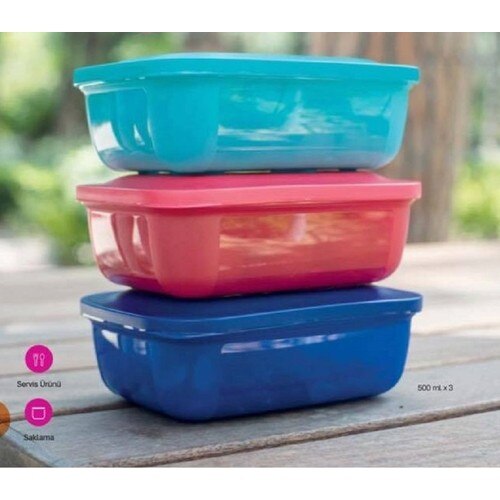 Tupperware Hsgl Square Containers 3x500 ml (Rectan... – Grandado