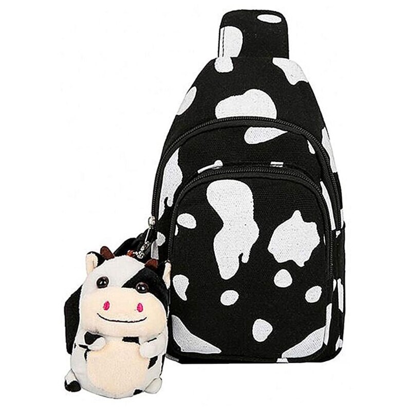 Women Cute Cow Print Chest Purse Canvas Cell Phone... – Grandado