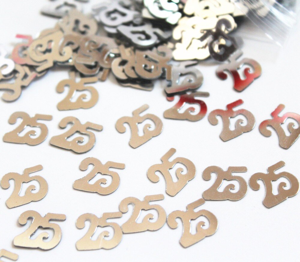 Silver Wedding Table Confetti 25th Anniversary bir... – Grandado