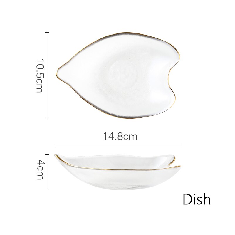 Gold Rim Glass Salad Bowls Dinner Plates Kitchen U... – Vicedeal