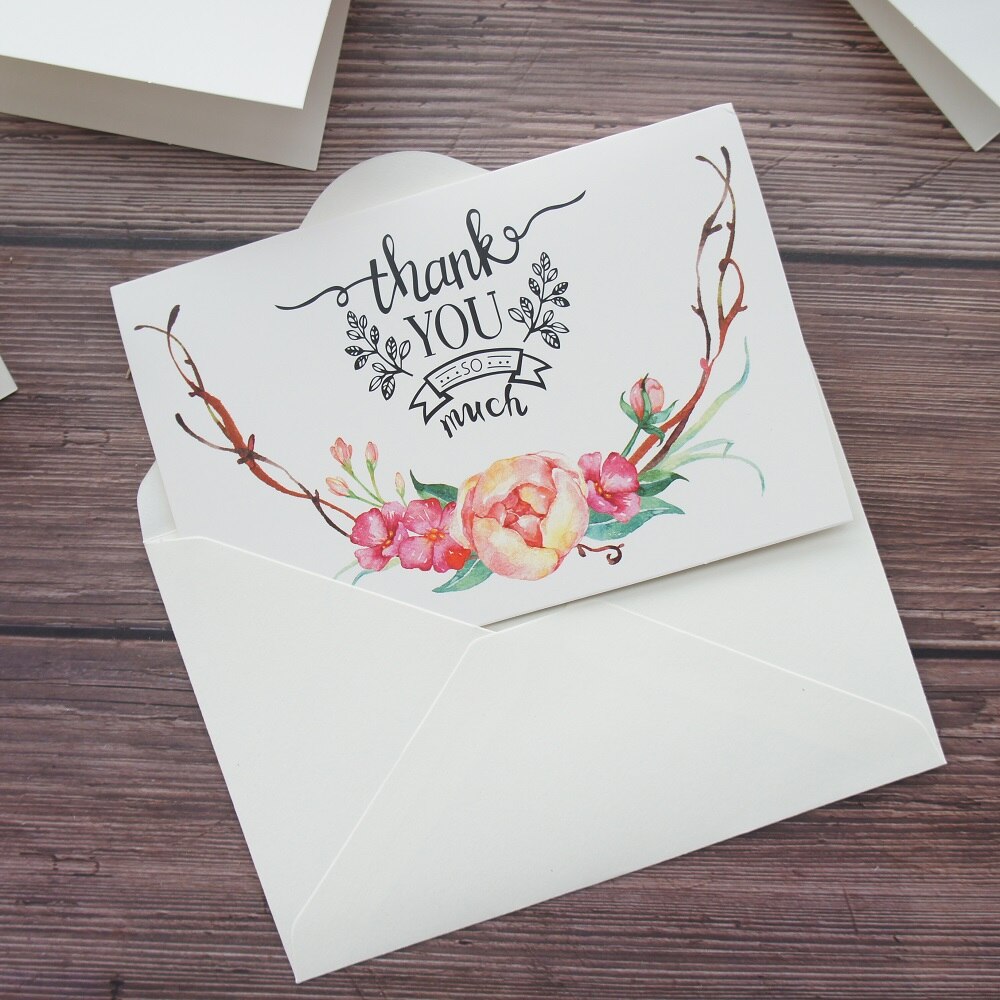 Mischen stil 24 stücke blume danke Karte mit umsch... – Vicedeal