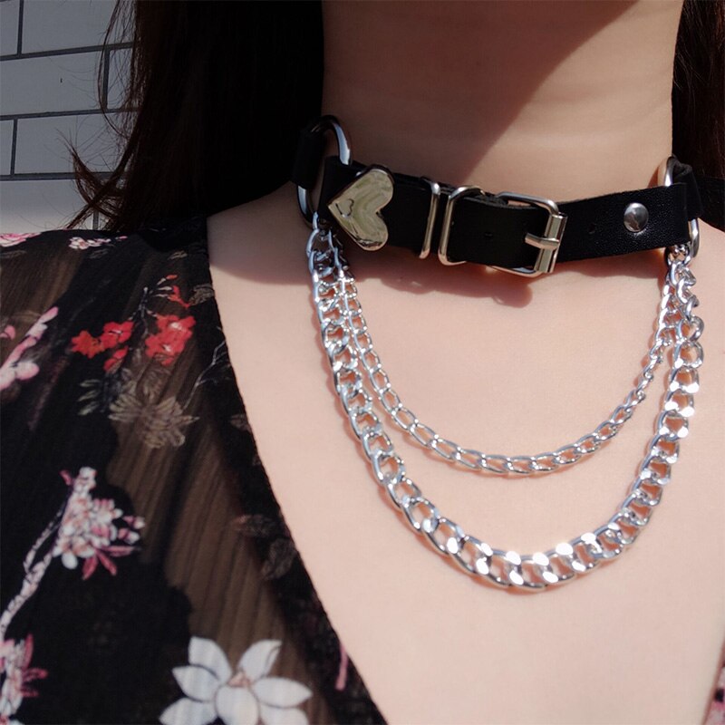 Love Punk Harajuku heart Collar Chain Choker Neckl... – Vicedeal