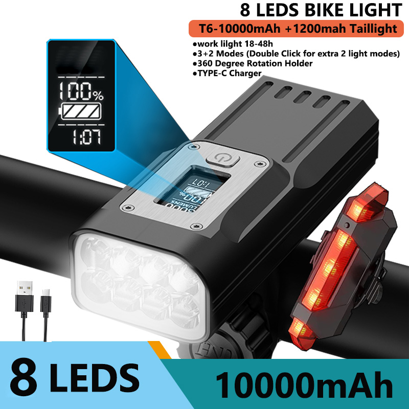 Powerful Bike Light OLED Display 10000mAh Recharge... – Grandado