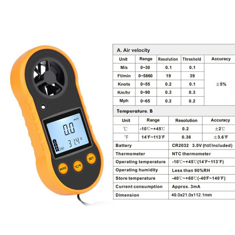 MPT Anemometer speed Handheld Digital Wind Speed M... – Grandado