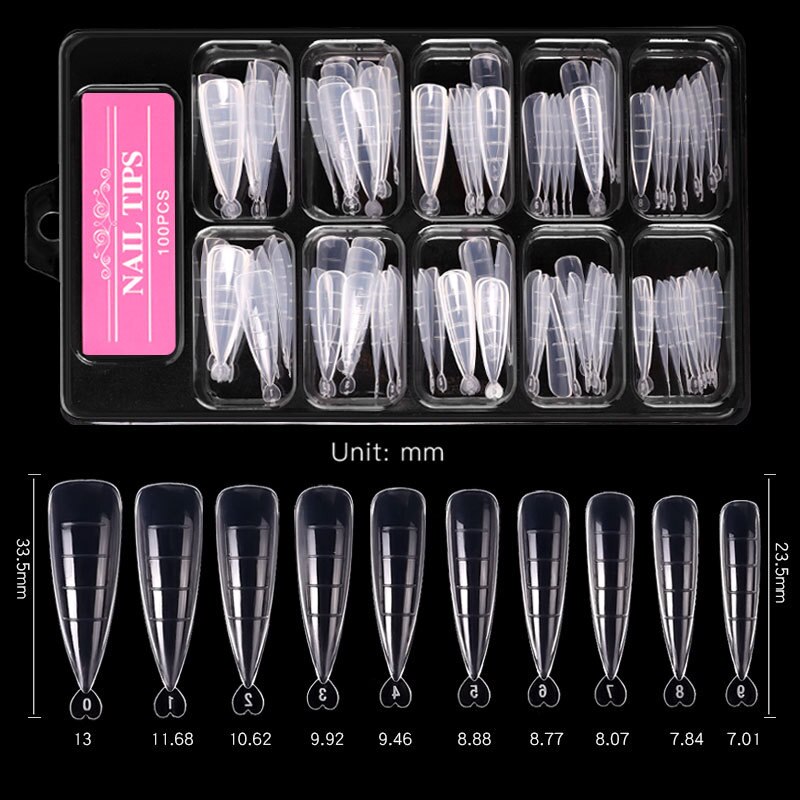 100pcs Clear Nail Tips Almond Long Style False Nai... – Grandado