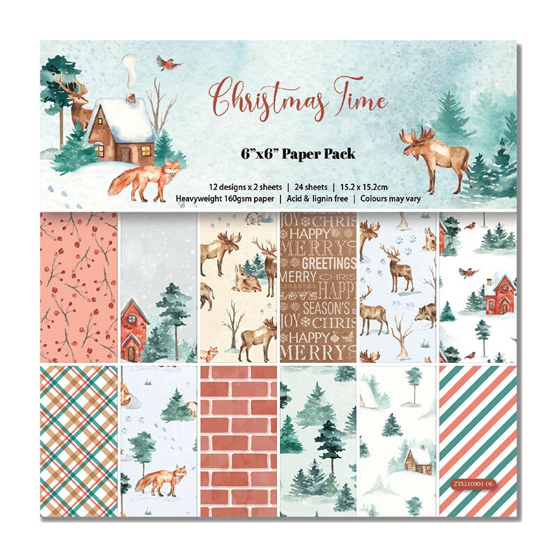 Christmas time Scrapbooking paper pack of 24 sheet... – Grandado