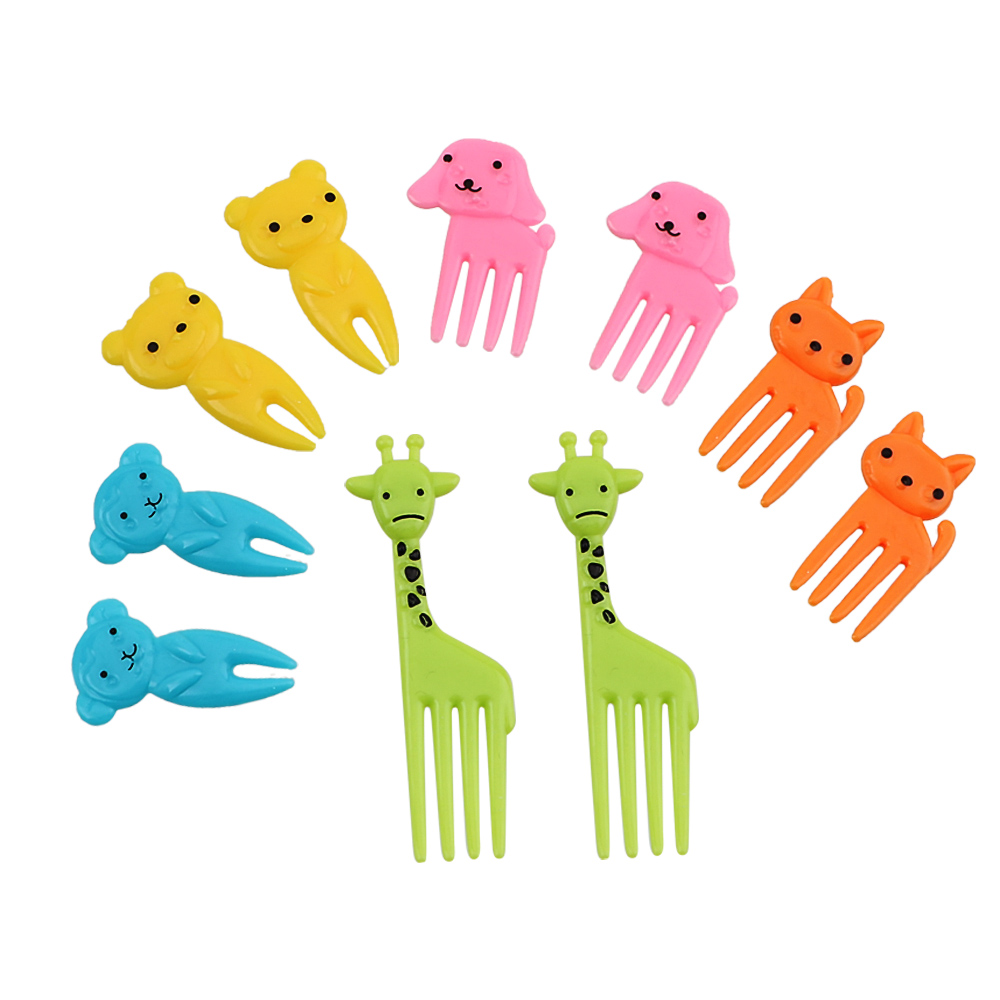 10pcs/pack Cute Animal Farm Fruit Fork Bento Lunch... – Grandado