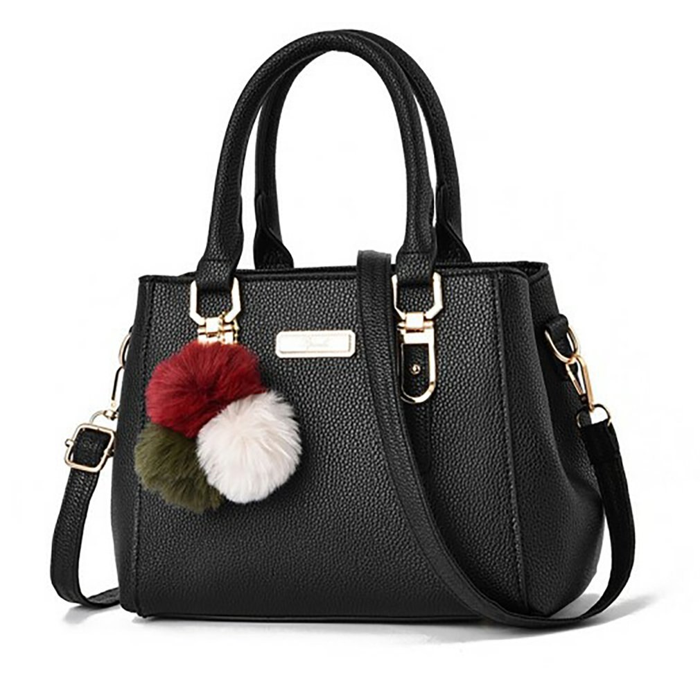 Ladies Bag Plush Ball Pendant Bag Pattern Contrast... – Vicedeal
