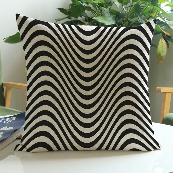Geometric style Cushion Black white Zebra Wave pat... – Grandado
