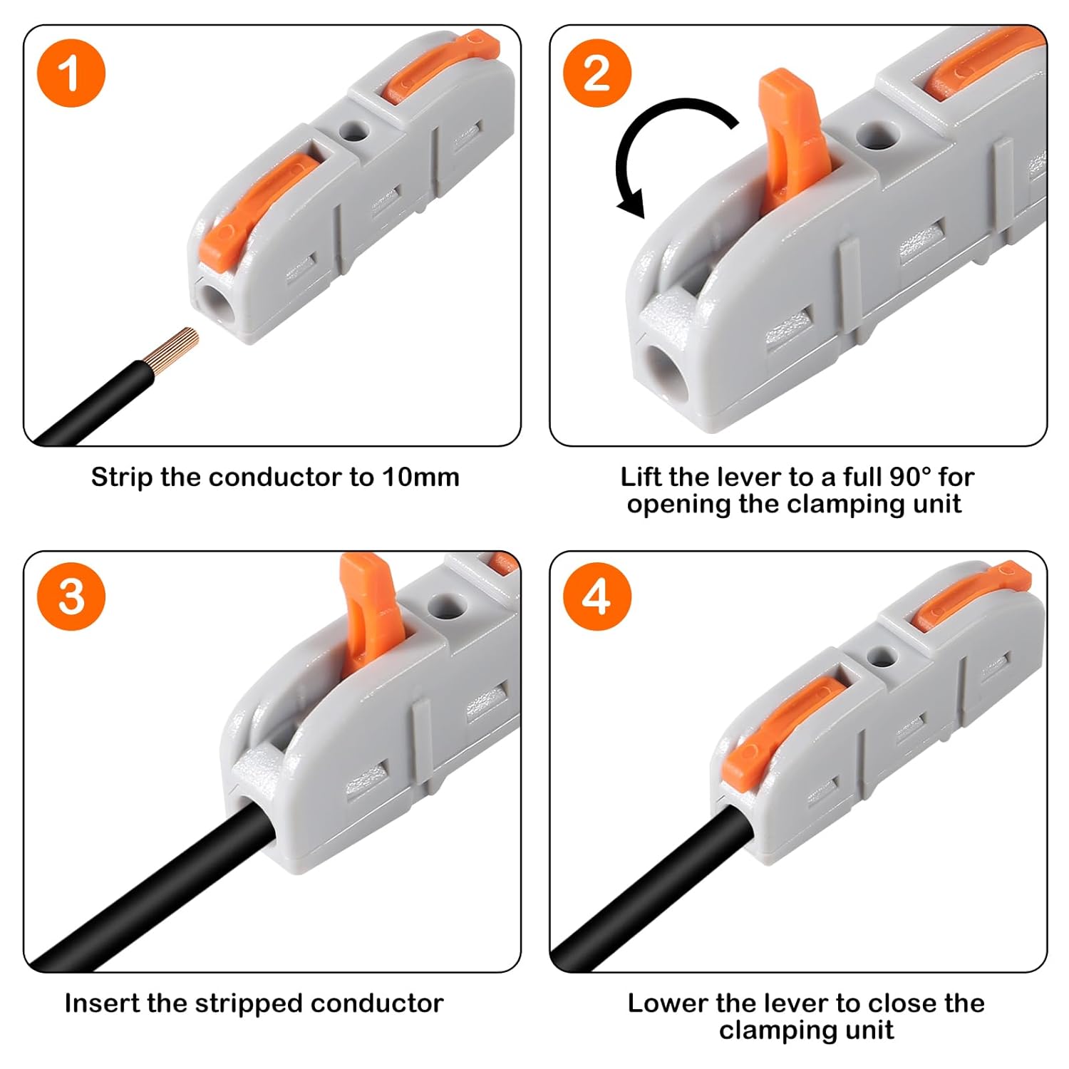20/34/50PCS Lever Wire Connectors, 1 to 1 Inline A... – Vicedeal