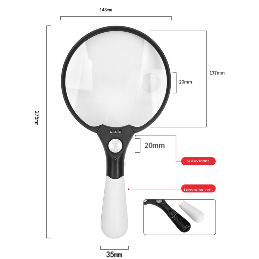 Magnifying Glass with LED Light Handheld Reading 1... – Vicedeal