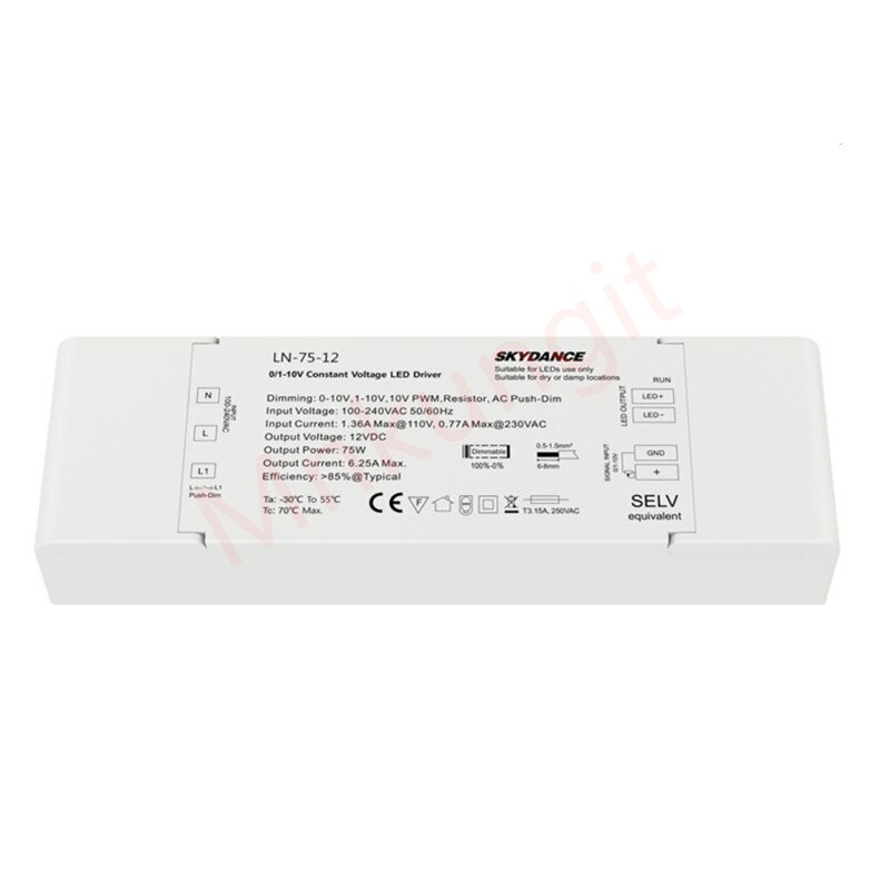 75W 12V 0/1-10V Cv Dimbare Led Driver LN-75-12 Led... – Vicedeal