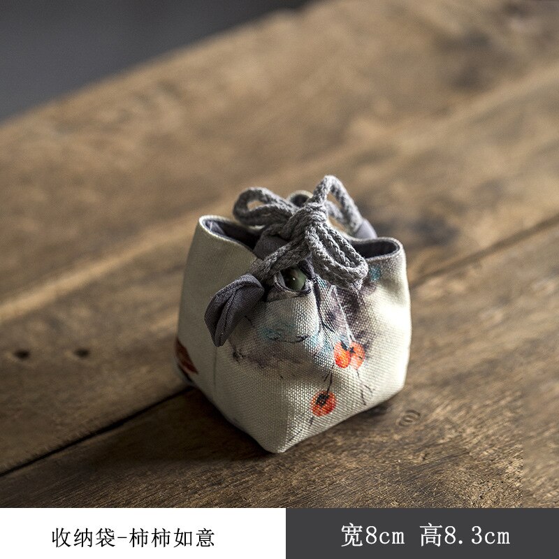 WIZAMONY storage bag travel persimmon bag tea set ... – Grandado