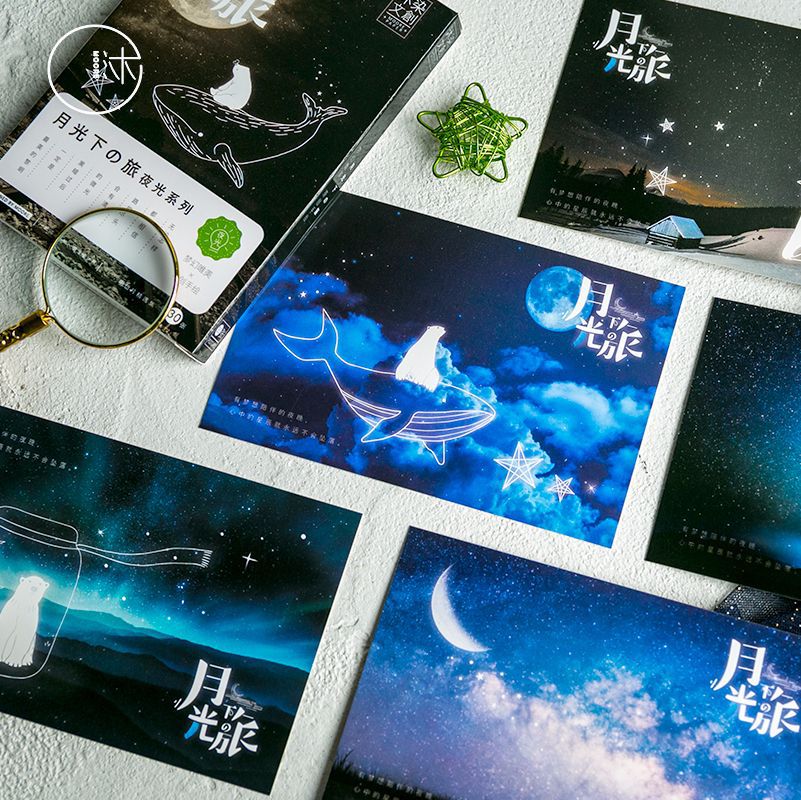 30Sheets/Set Moonlight Travel Postcard/Greeting Ca... – Grandado
