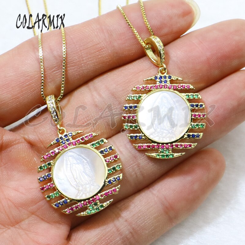 4 Uds. Colgante de la Virgen María colorido zircon... – Grandado