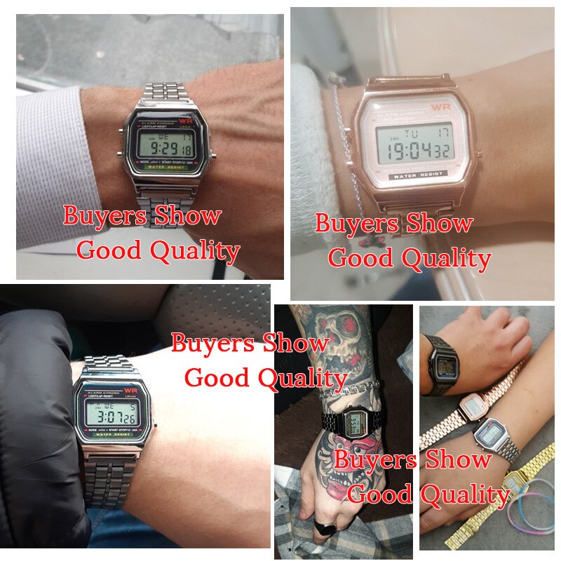 Rose Gold Silver Watches Men Women Electronic Digi... – Grandado