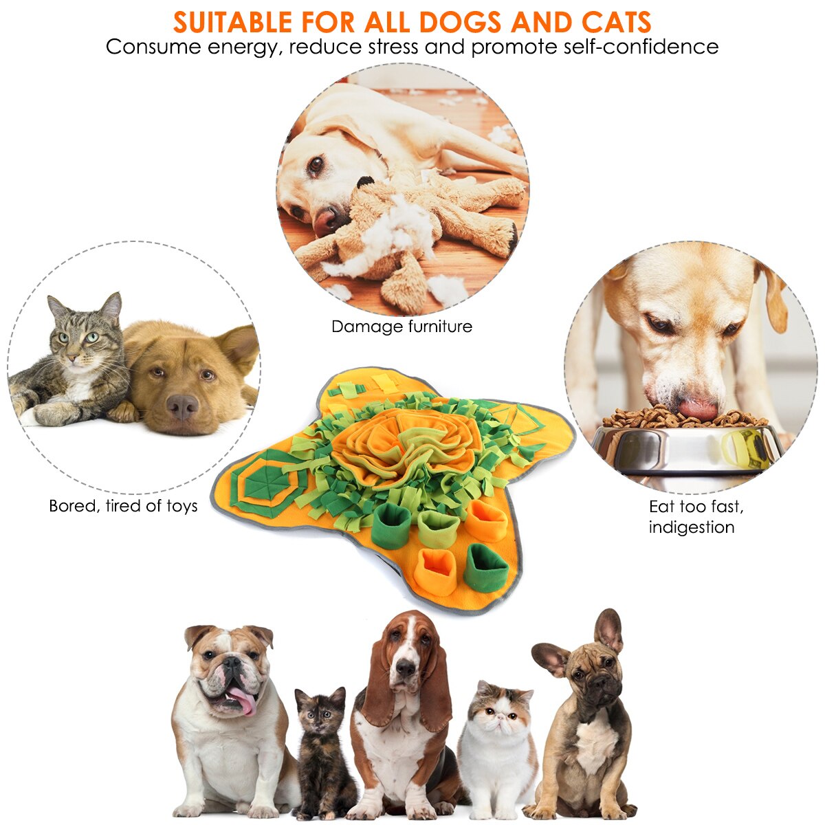 Huisdier Snuffle Mat Hond Trage Voeden Mat Wasbare... – Grandado