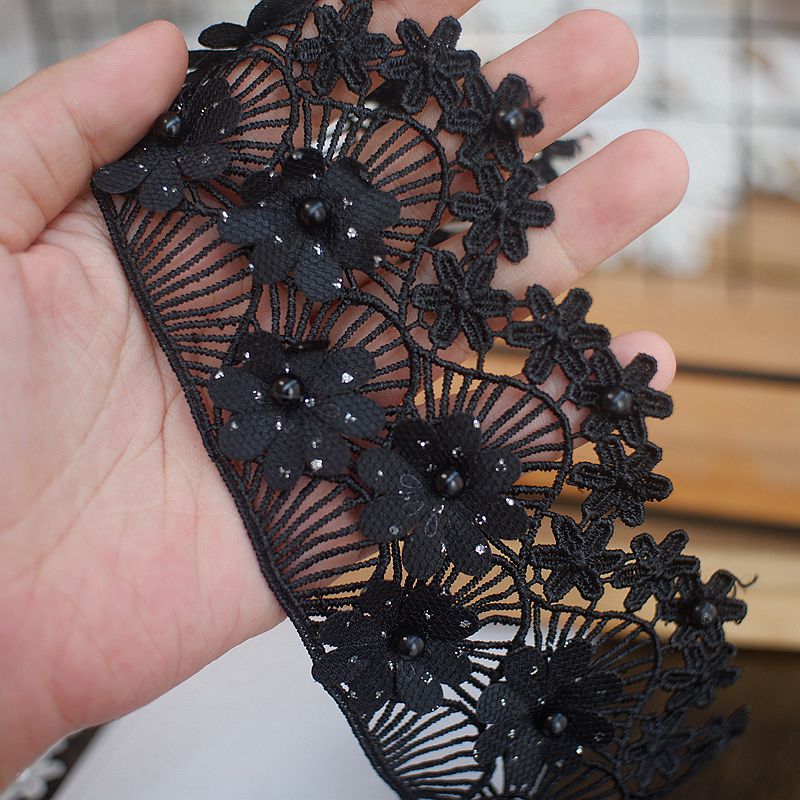 8CM Vintage Pearl Beaded Scallop Lace Trim Floral ... – Vicedeal
