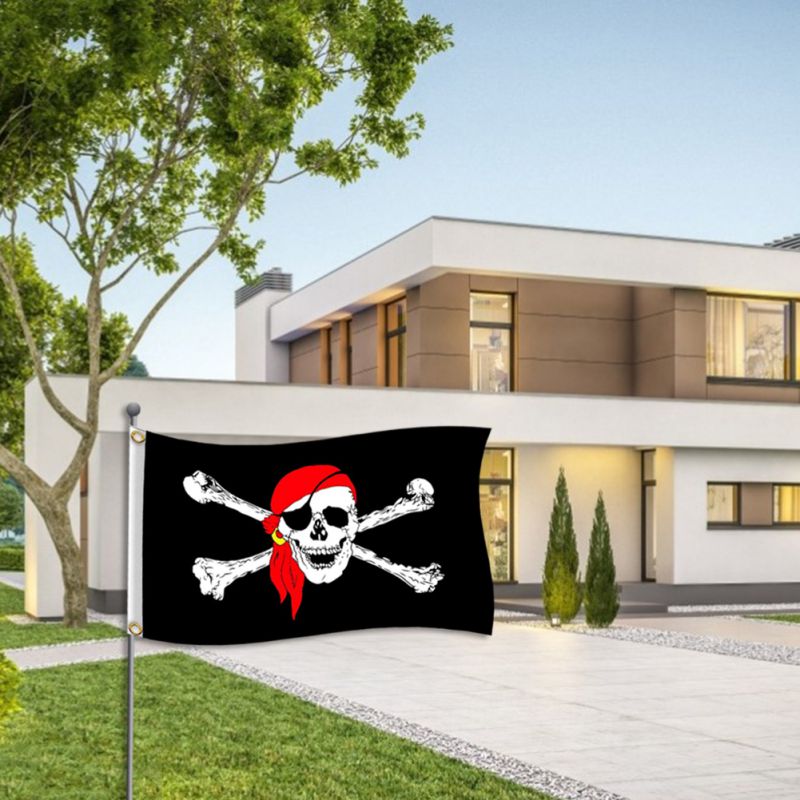 3 × 5ft Pirate Flag With Red Handkerchief - Bright... – Grandado