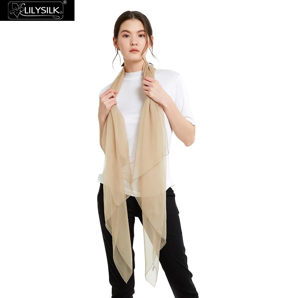LilySilk Scarf Silk Solid Color Chiffon – Grandado