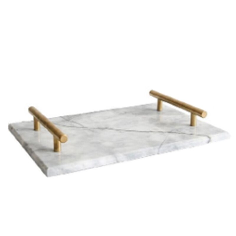 Nordic Style Gold-Plated Handle Ceramic Marble Tra... – Vicedeal