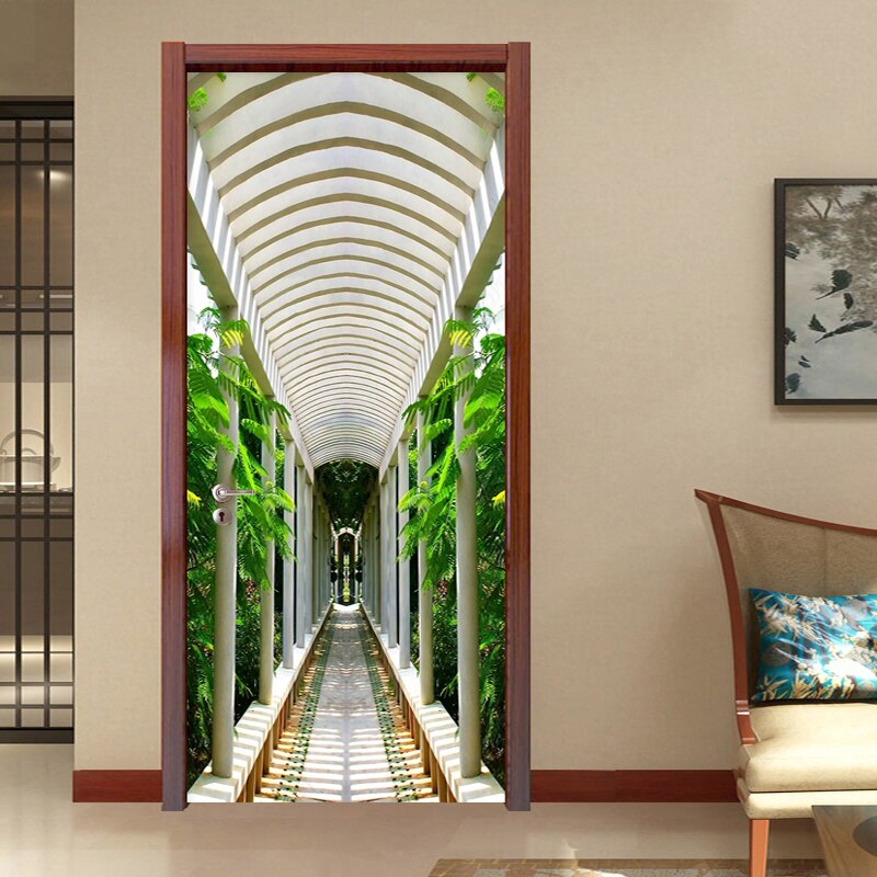 3D Deur Sticker Moderne Creatieve Lange Gang Muurs... – Vicedeal