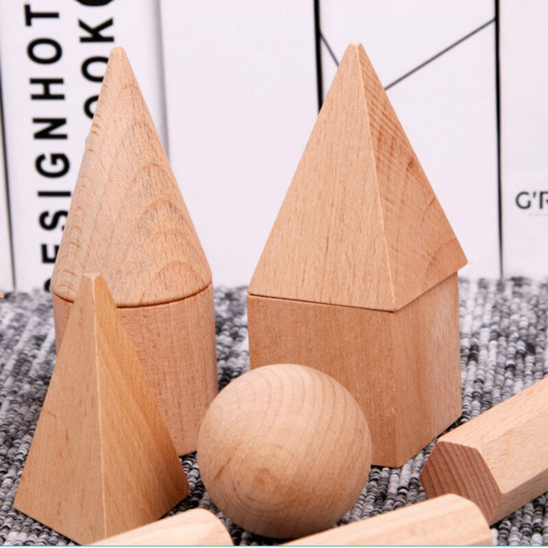 15Pcs Wooden Blank 3D Geometry Solid Blocks Kids L... – Grandado