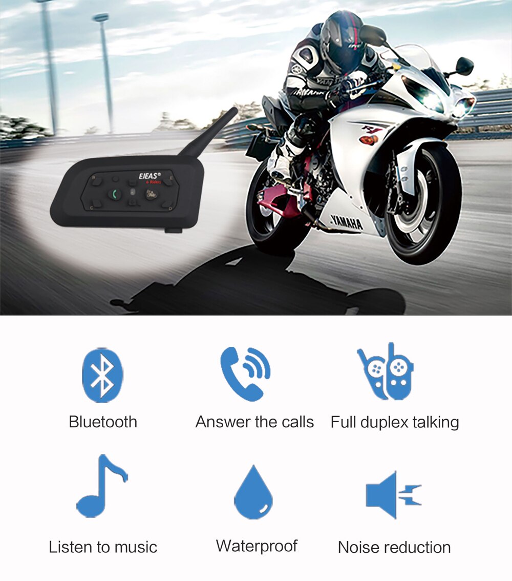 EJEAS 1200M V6 Pro Motorcycle Bluetooth Intercom H... – Grandado