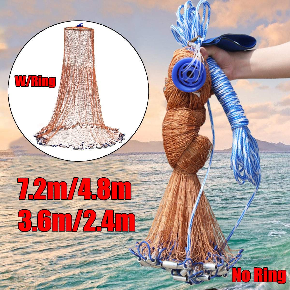 7-Style Fishing Net Hand Cast Throw Net Large Salt... – Grandado