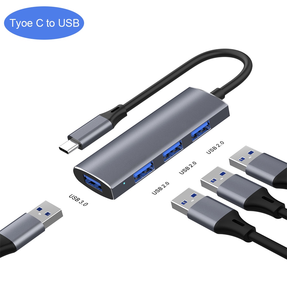 4 in 1 usb 3.0 hub type c til usb 4 port multi spl... – Grandado