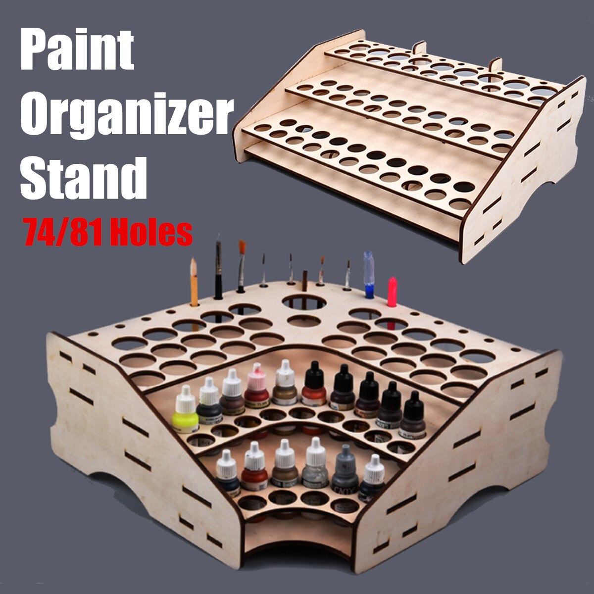 3 Layers 74/81 Bottles Wooden Pigment Bottle Stora... – Grandado