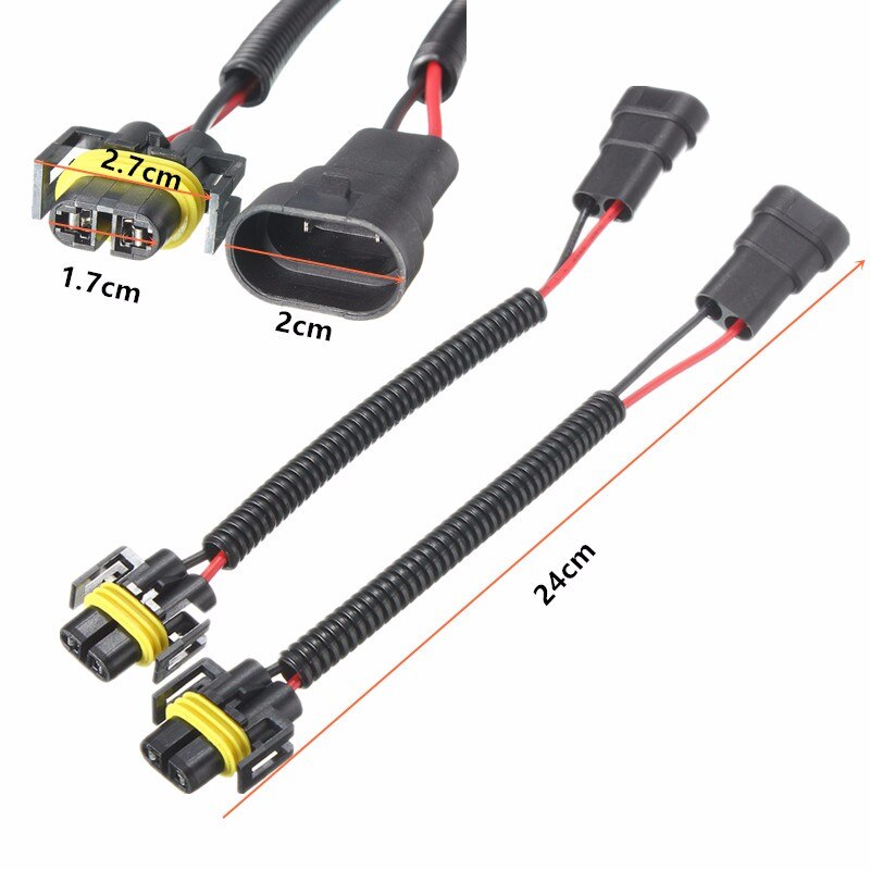 12V 2Pcs 9006 To H11 H8 Headlight Fog Light Conversion Connector Wiring ...