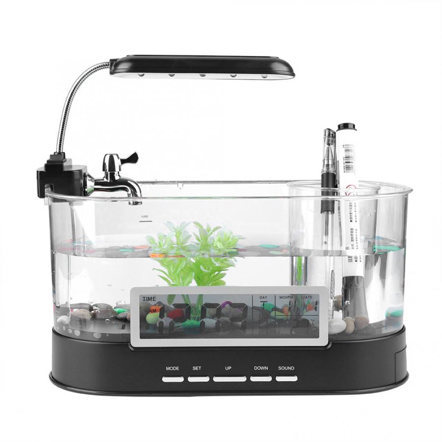 Vegghengende akvarietank multifunksjonell usb oppladbart mini akvarium ...