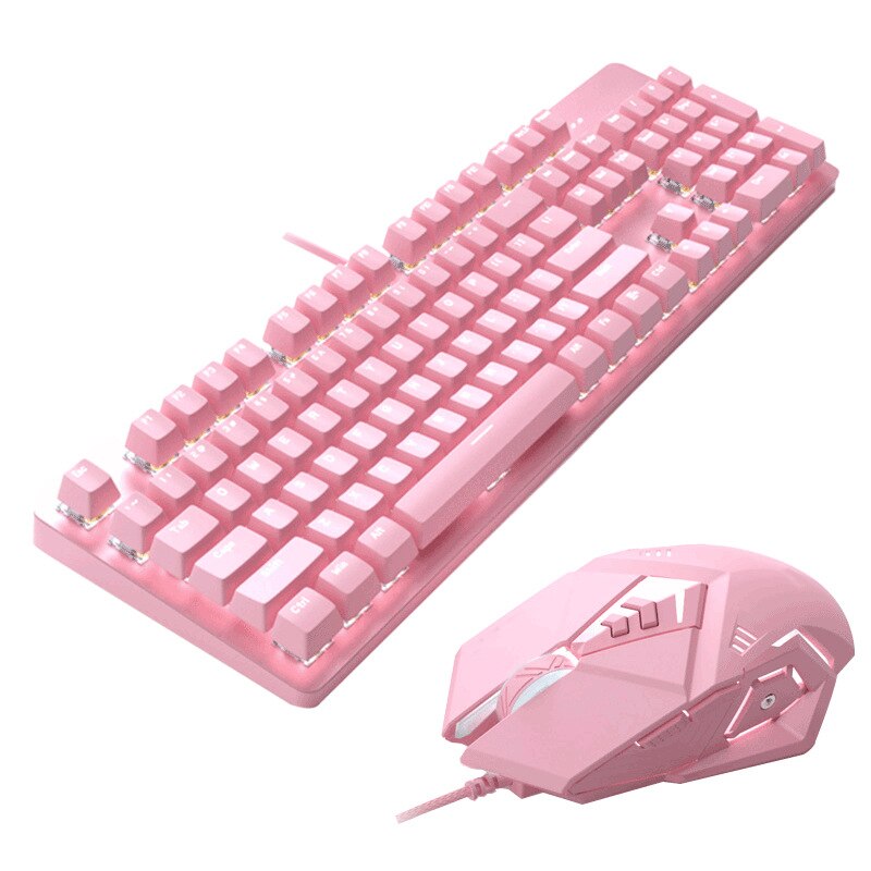 Pink Real Mechanical Keys and Pink Disc Mouse Set ... – Vicedeal