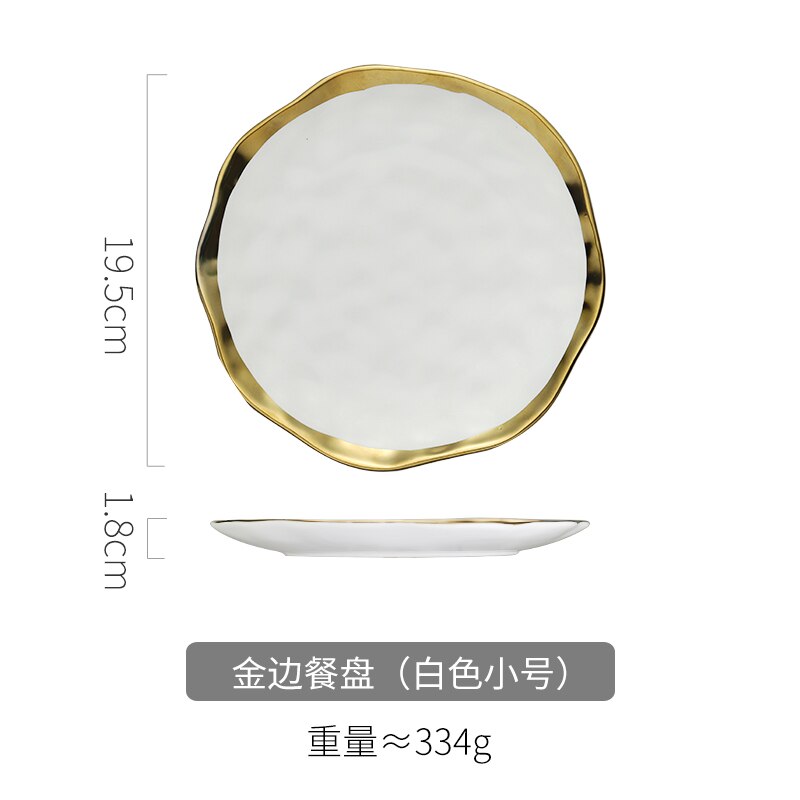 Ceramic Dinner Plate Gold Inlay Snack Dishes Luxur... – Grandado