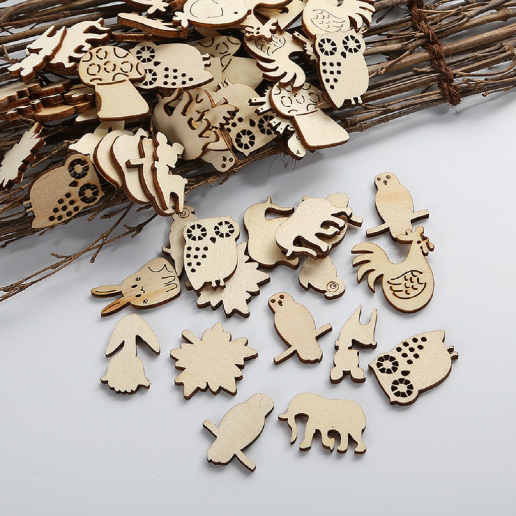 50Pcs Unfinished Wooden Cut Animal Shapes Craft Em... – Grandado