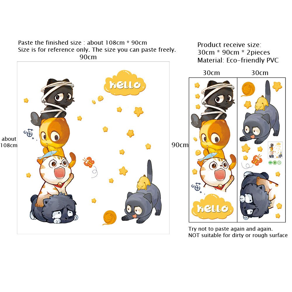 Cartoon cute cat combination wall sticker fridge d... – Grandado