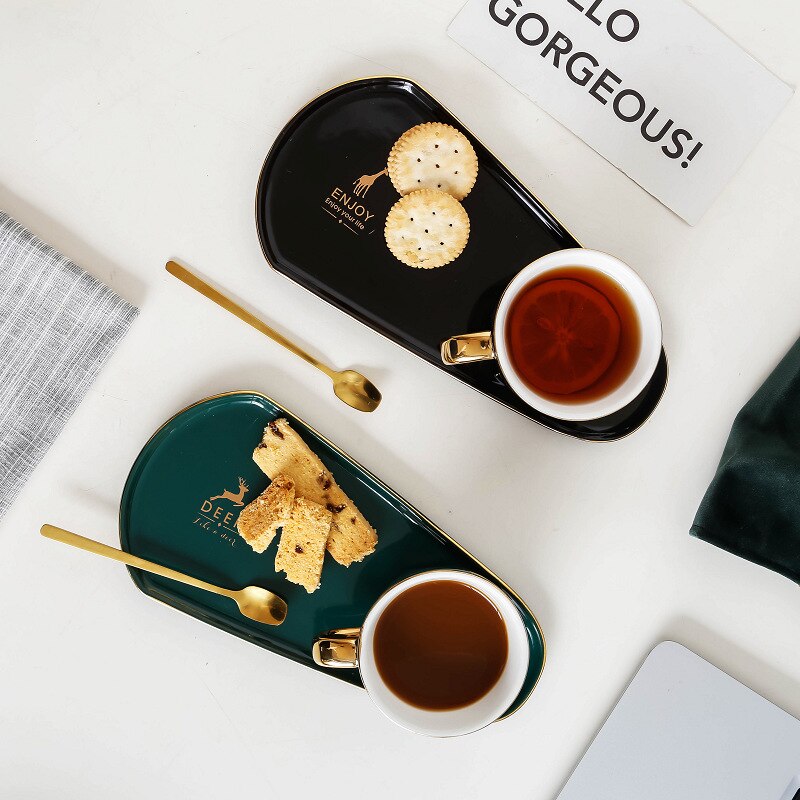 Nordic Keramische Cup Schotels Set Met Lepel Eland... – Grandado