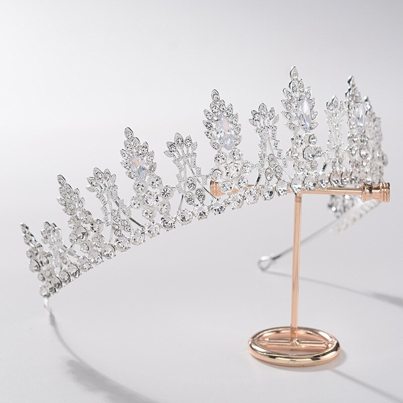 Barokke Luxe Crystal Leaf Bridal Tiara Cz Kronen S... – Vicedeal