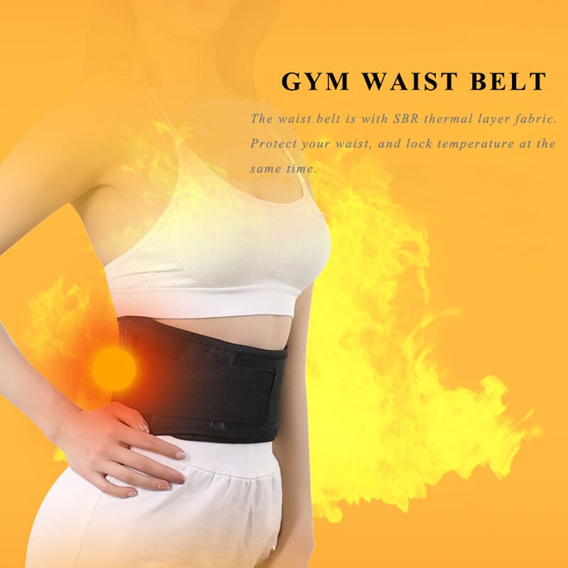 Adjustable Self-heating Gym Waist Belt Black Magne... – Vicedeal
