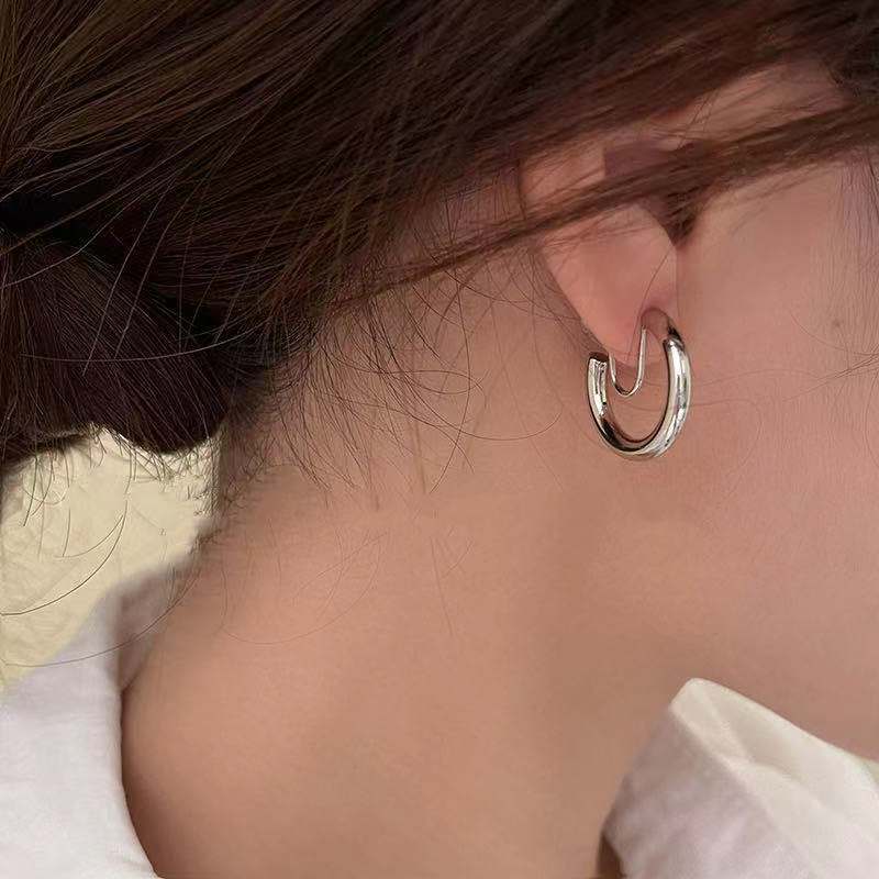 Clip Earrings Metal Trendy Round Women Circle Ear ... – Vicedeal