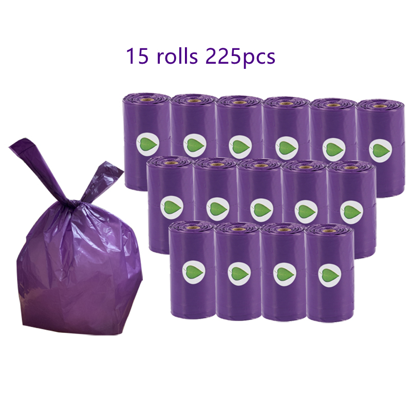 Roll of 15 Pcs Purple Dog Poop Bag With Handle Sce... – Grandado