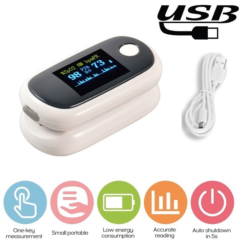 Portable USB Charging Finger Pulse Oximeter blood ... – Grandado